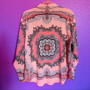 Apt. 9 | Tops | Silk Blouse In Corals Pinks Print Nwot Size Xl | Poshmark